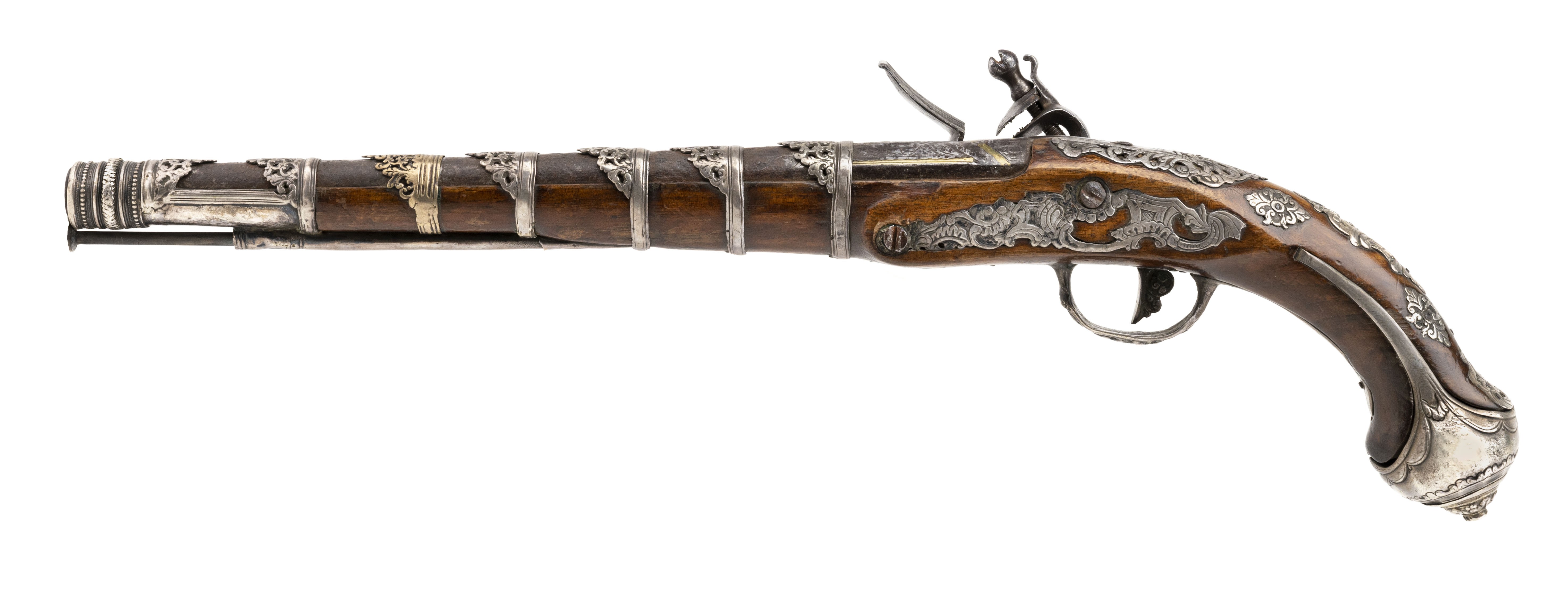Turkish (Ottoman Empire) Silver Mounted Flintlock Horsemans Pistol ...