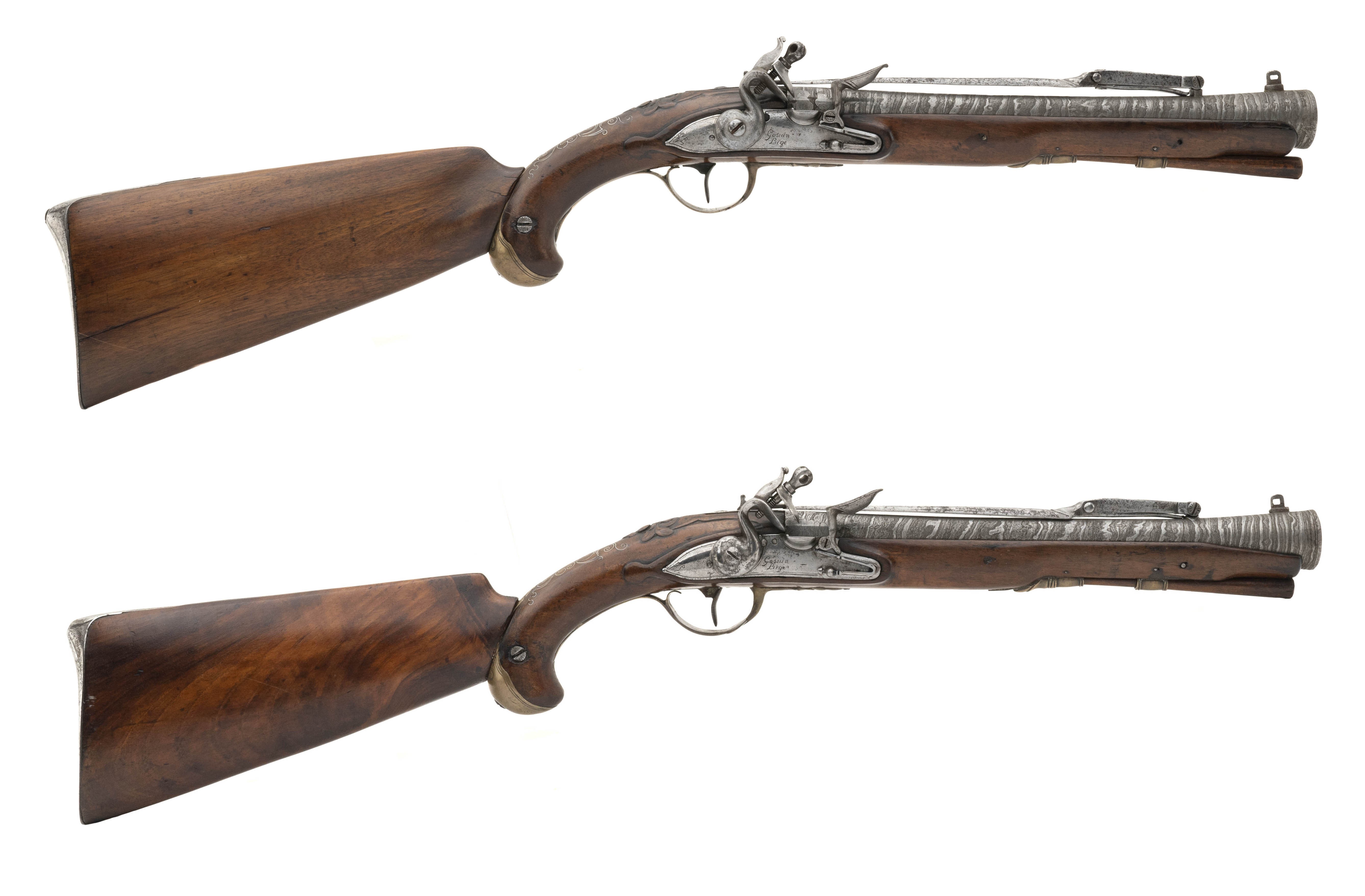 Beautiful Pair of Stocked Flintlock Blunderbuss Pistols w/ Spring ...