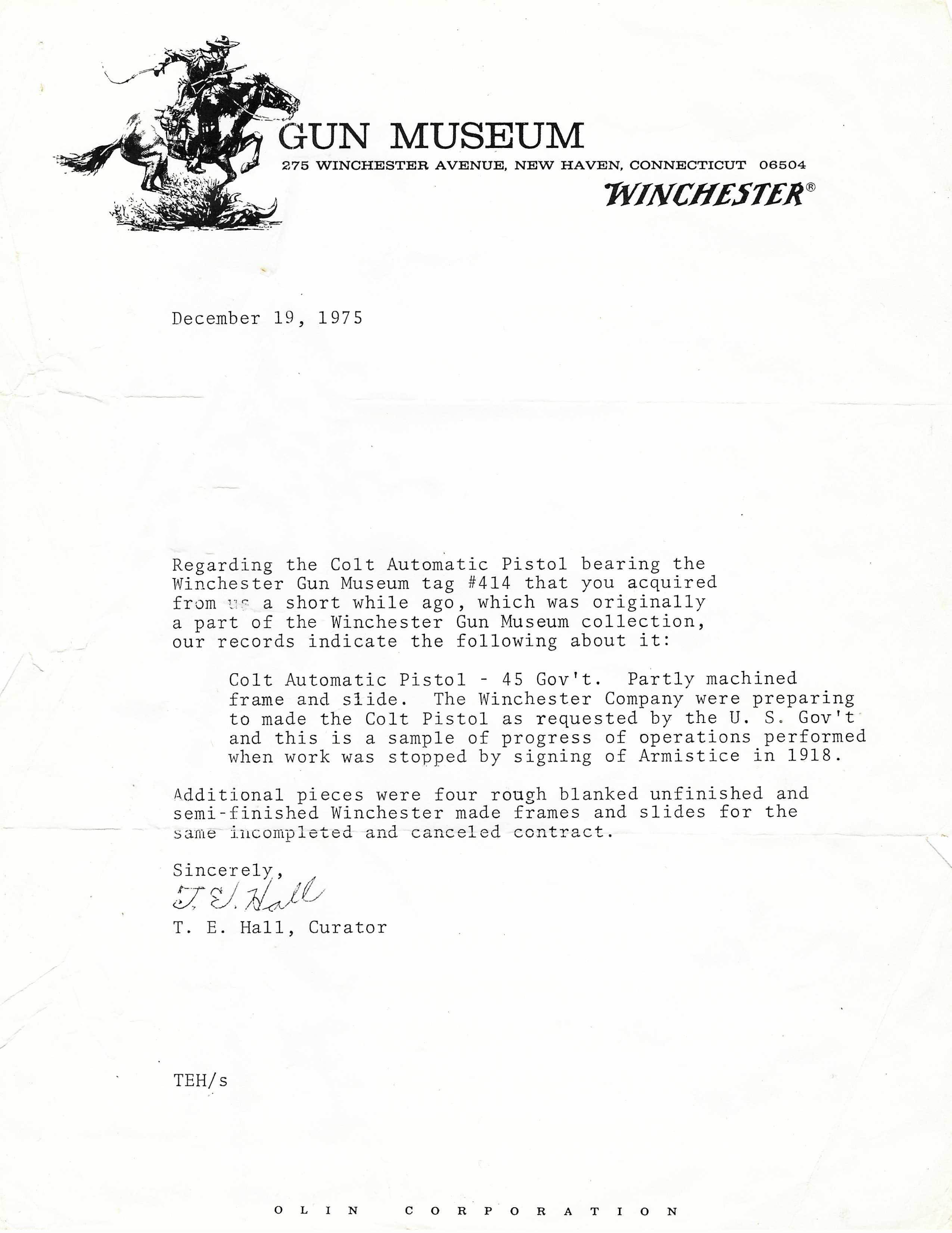 Rare Winchester 1911 WWI blank frame (AW333) - Collectors Firearms