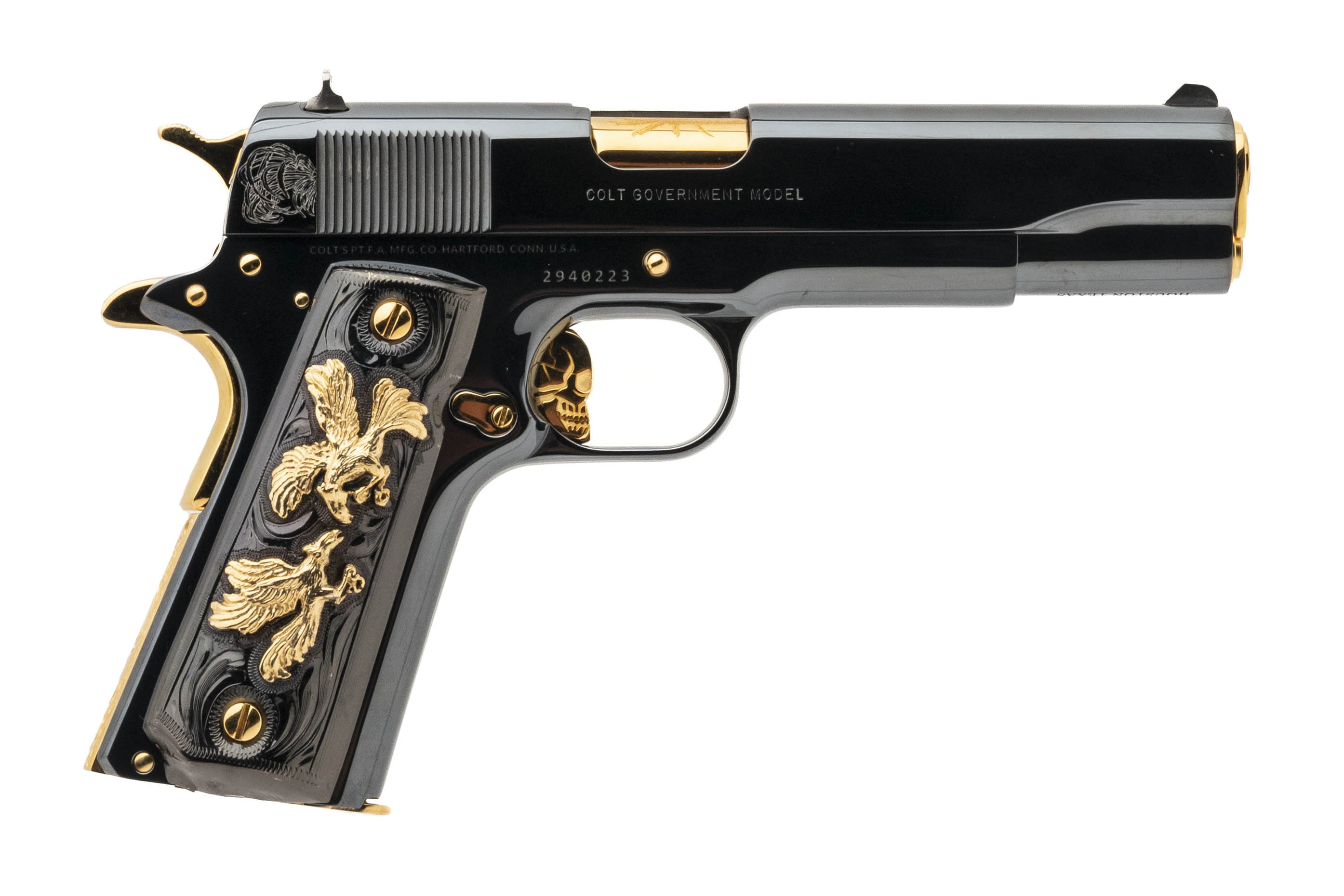 Colt "El Gallo Jugado" Custom Black & Gold .38 Super (C19539 ...