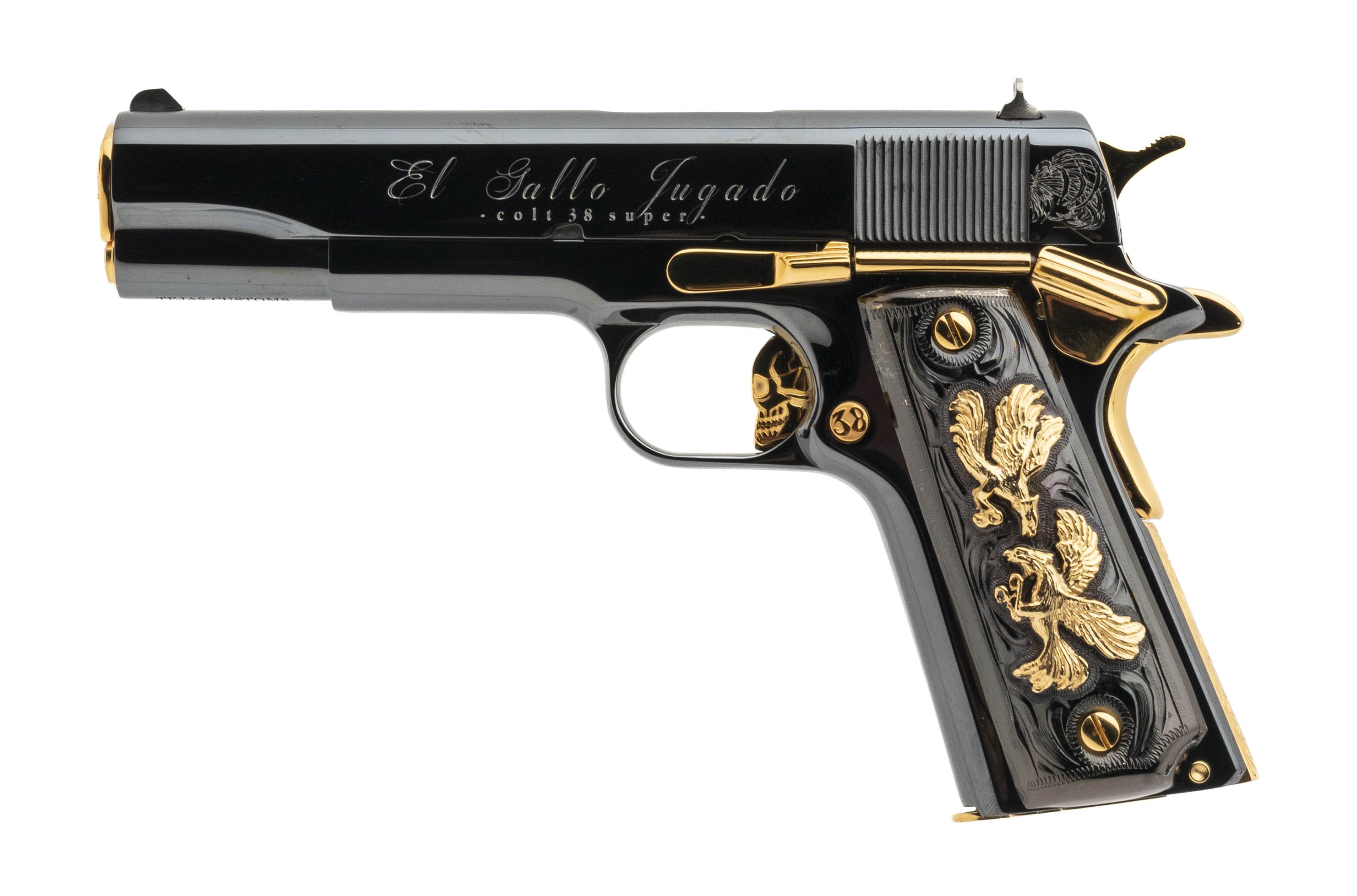 Colt "El Gallo Jugado" Custom Black & Gold .38 Super (C19539 ...