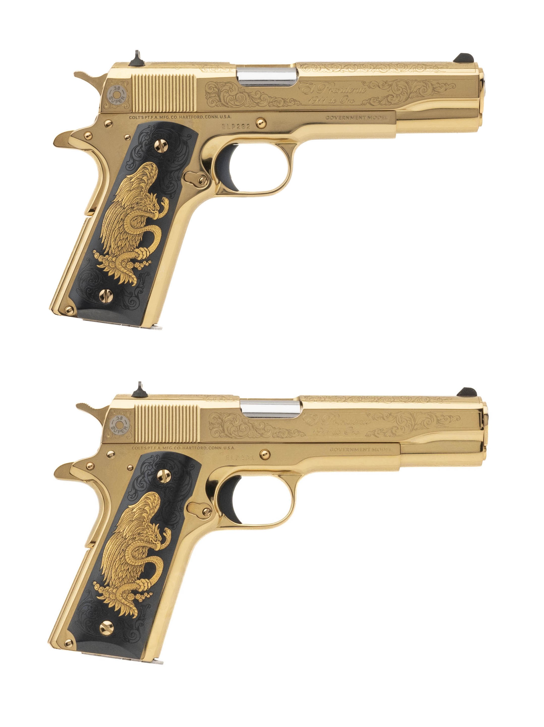Colt El Presidente de Oro Consecutive Pair .38 Super Pistols (C17148 ...