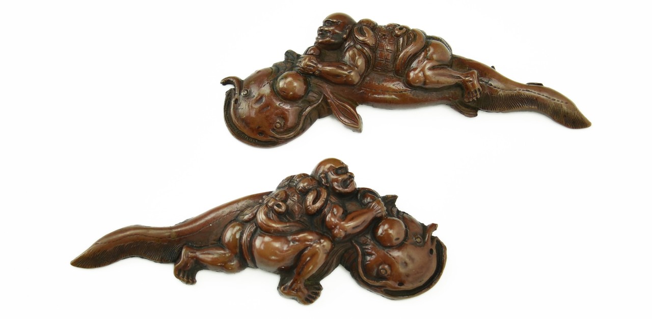 Menuki demons riding sea creatures (MGJ80) - Collector’s Firearms