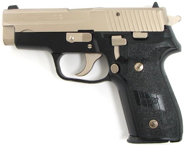 Sig-Sauer P228 9mm Para caliber pistol. 2-tone finish with nickel ...