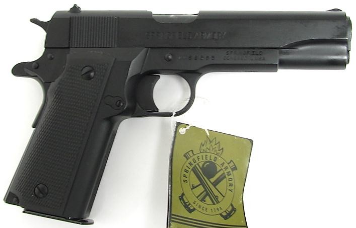 Springfield 1911-A1 .45 ACP caliber pistol. GI model with blue finish ...