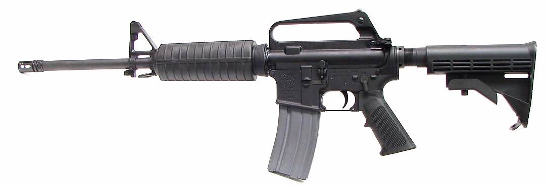 Olympic Arms Co. MFR 5.56 MM caliber rifle. M4 type carbine with 16 ...
