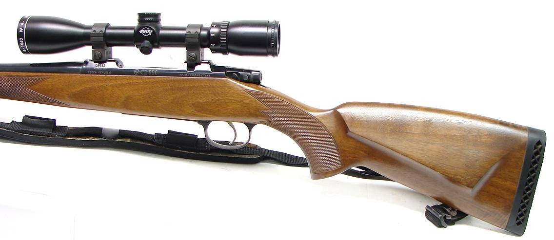 CZ 550 7X57 caliber rifle. 24" barrel model with Walnut stock and 9X40 ...