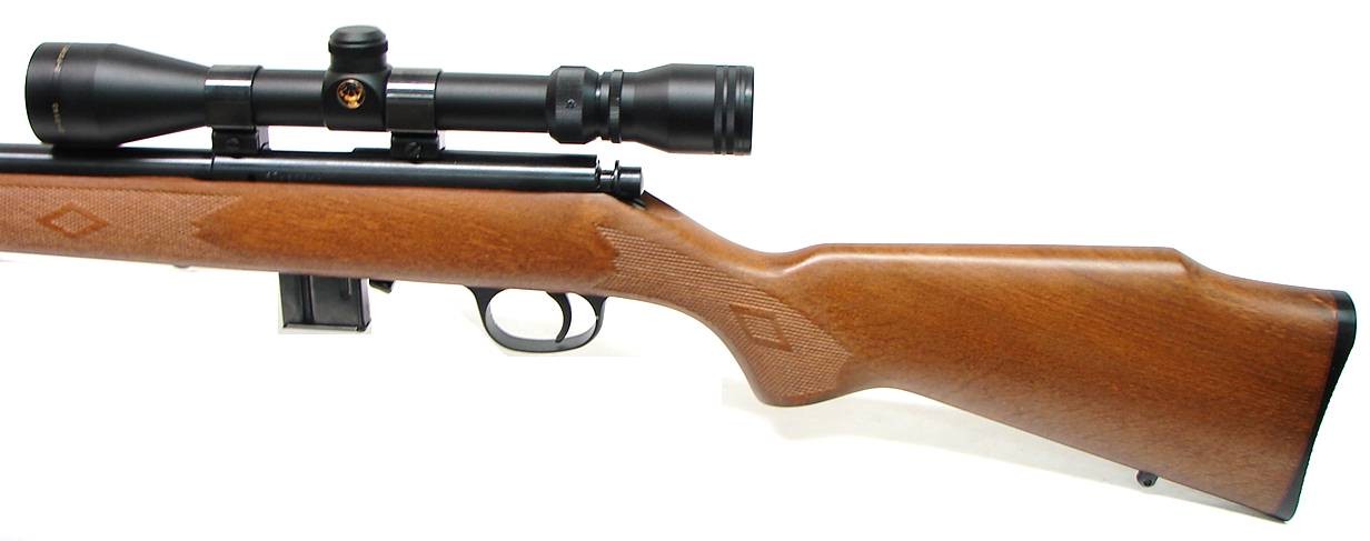 Marlin 17V .17 HMR caliber rifle. Bull barrel with Simmons scope 3 X 9 ...