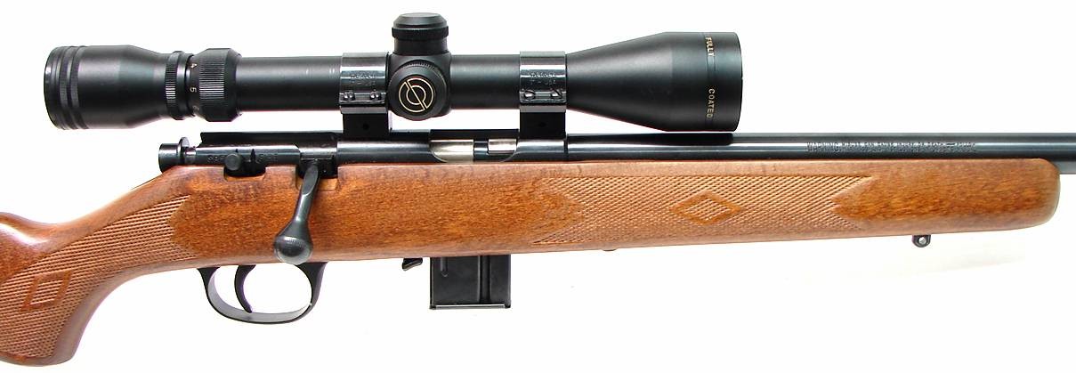 Marlin 17V .17 HMR caliber rifle. Bull barrel with Simmons scope 3 X 9 ...