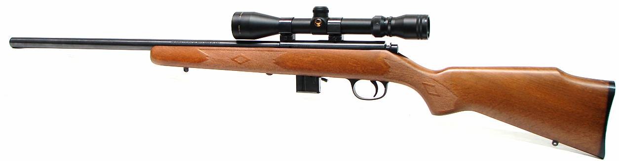 Marlin 17V .17 HMR caliber rifle. Bull barrel with Simmons scope 3 X 9 ...