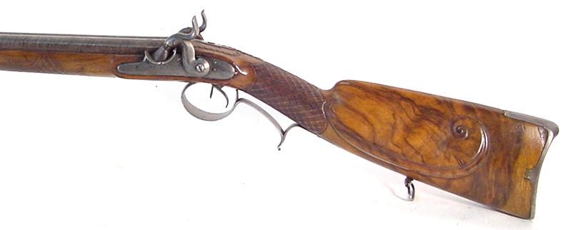 French Percussion Fowler double converted from flintlock. Unmarked ...