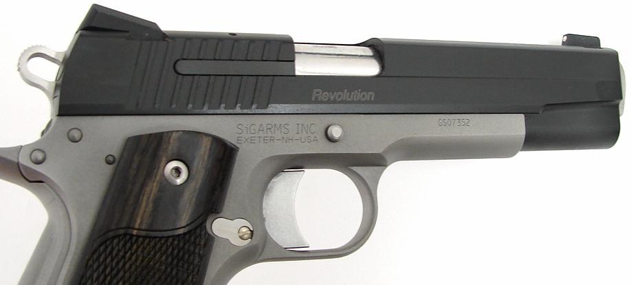 Sig-Sauer 1911 GSR .45 ACP caliber pistol. Revolution model with 2-tone ...