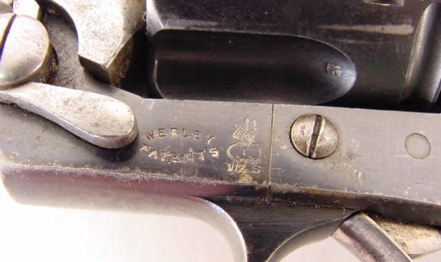 Webley WG Army model 1896 revolver with square butt (unusual). Cylinder ...