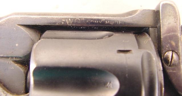 Webley WG Army model 1896 revolver with square butt (unusual). Cylinder ...