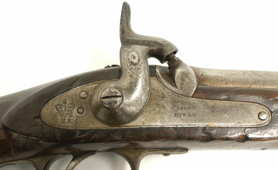 British Tower 1861 date 2 band rifle with forward band for sabre ...