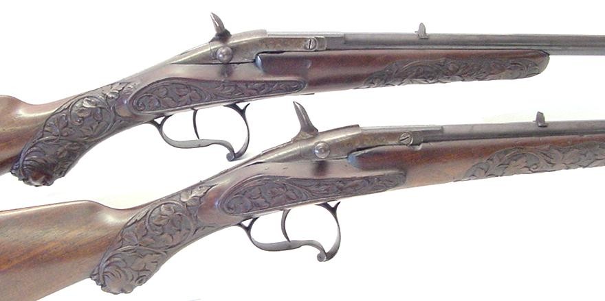 Pair of Flobert action rifles with carved stocks. (al842) - Collector’s ...