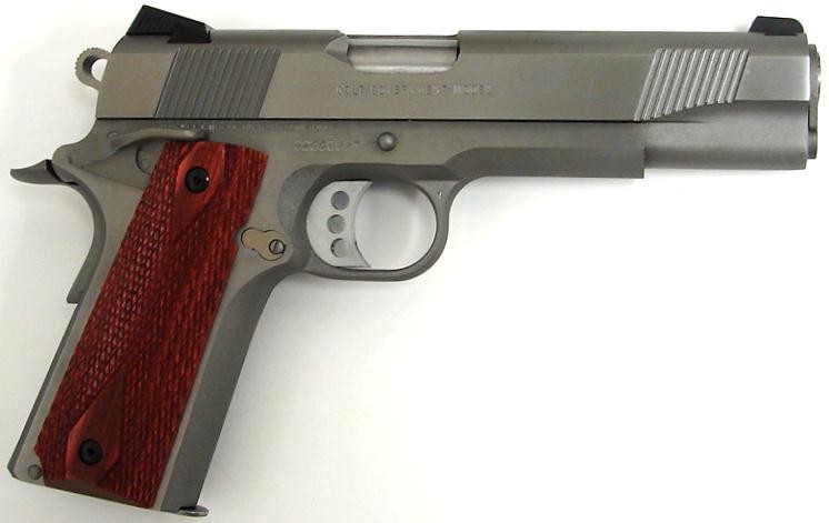 Colt Government Model .45 ACP caliber pistol. Stainless steel XSE model ...