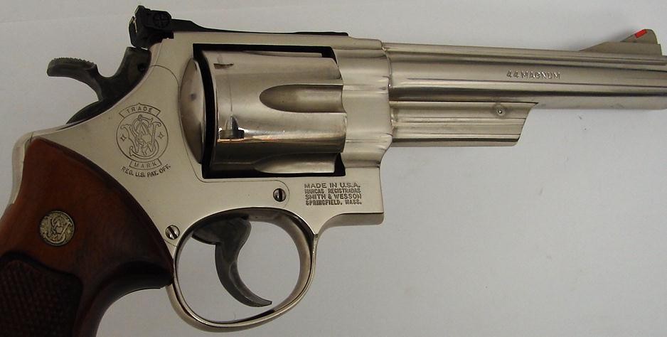 Smith & Wesson 29-3 .44 Magnum caliber revolver. 6 nickel plated model in excellent condition ...
