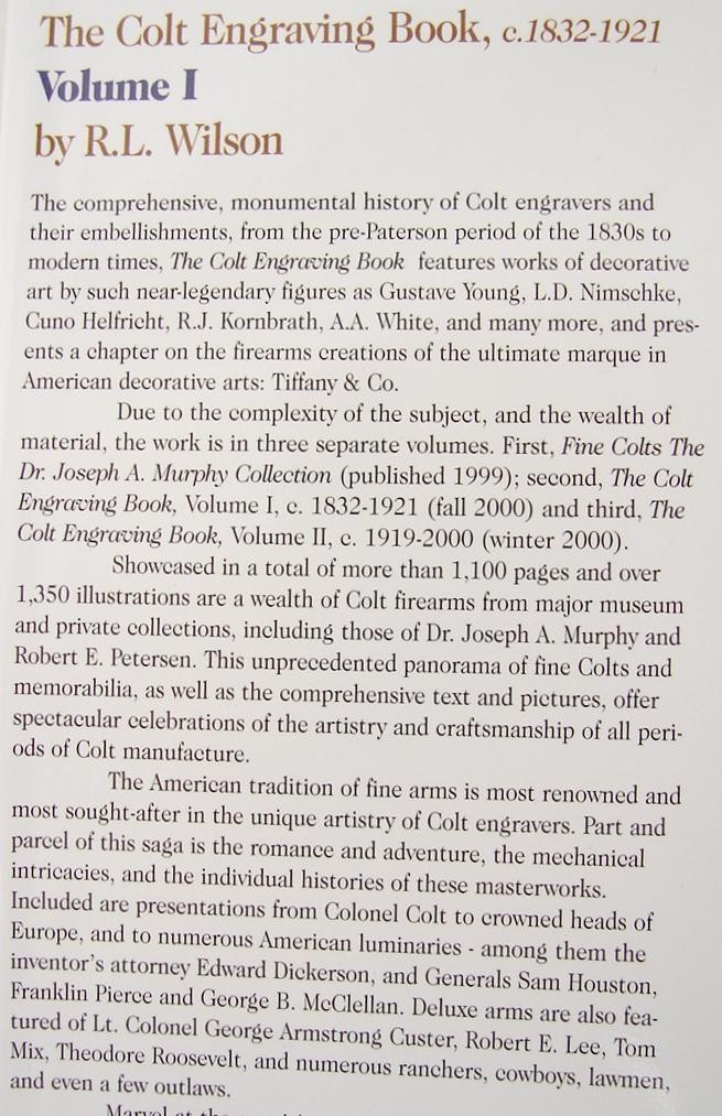 The Colt Engraving Book Volume One & Two by R.L. Wilson. Hardcover ...