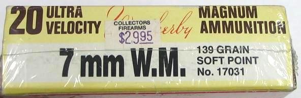 7mm Wby Mag Ultra-Velocity 139 Grain soft point cartridge manufactured ...