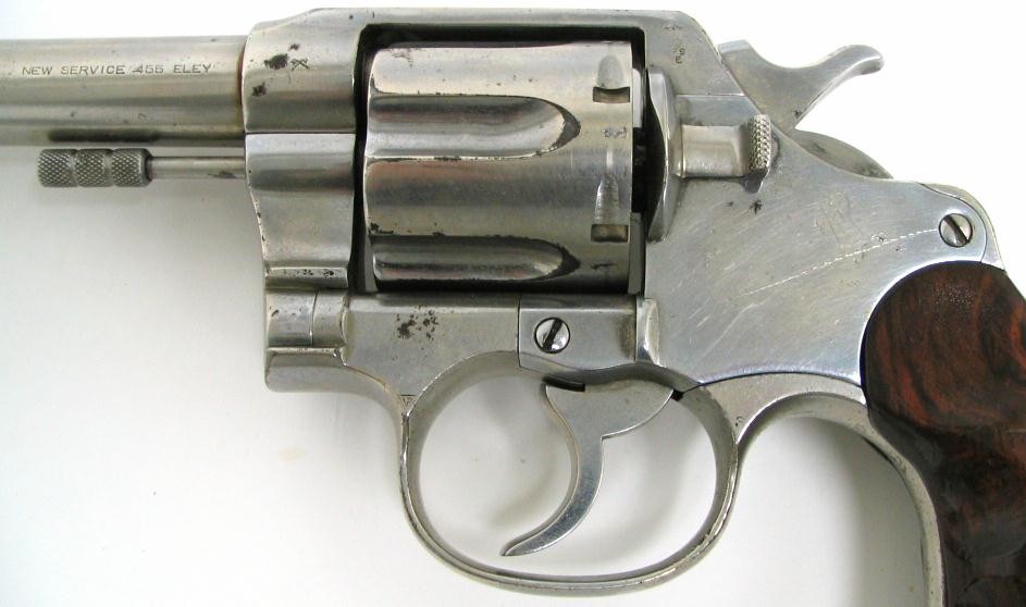 Colt New Service .45 ACP caliber revolver re-nickeled and altered from ...
