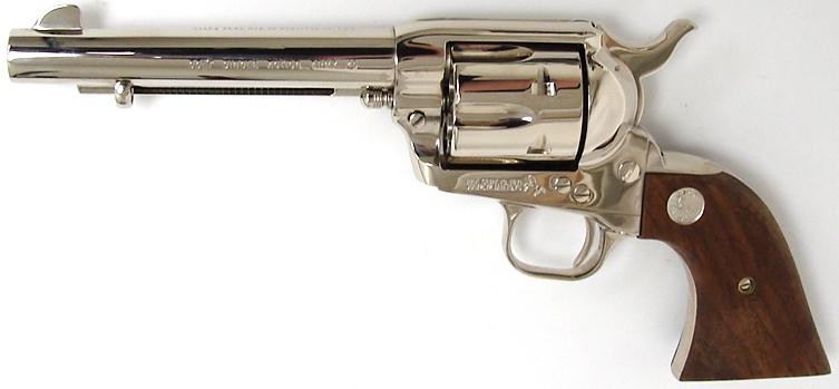 Colt Single Action .45 LC caliber revolver. 5 1/2 factory nickel gun ...