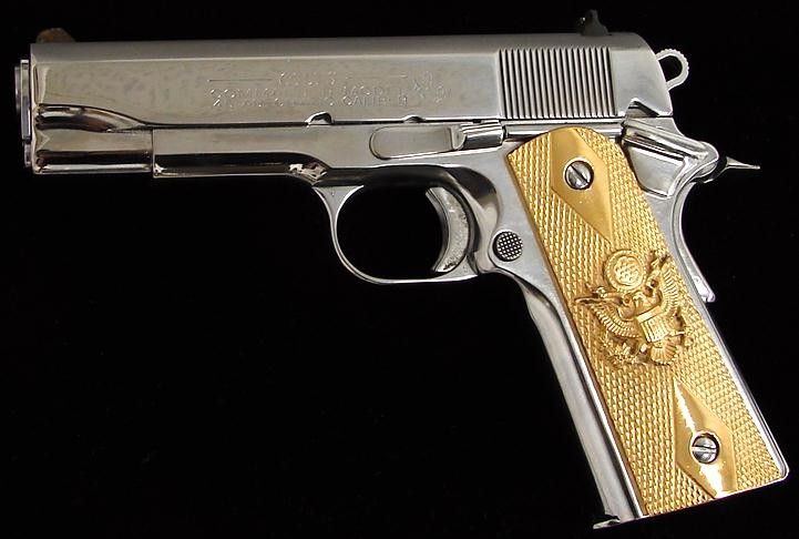 Colt Commander .45 ACP caliber pistol with custom bright polished ...