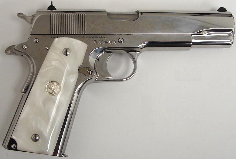 Colt Government Model .38 Super caliber pistol. Custom shop model with ...