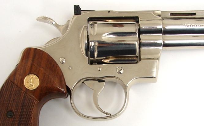 Colt Python .357 Magnum caliber revolver. 6 factory nickel plated model ...