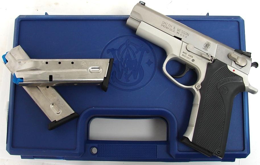 Smith & Wesson 4003 .40 S&W caliber pistol. Stainless model with alloy ...