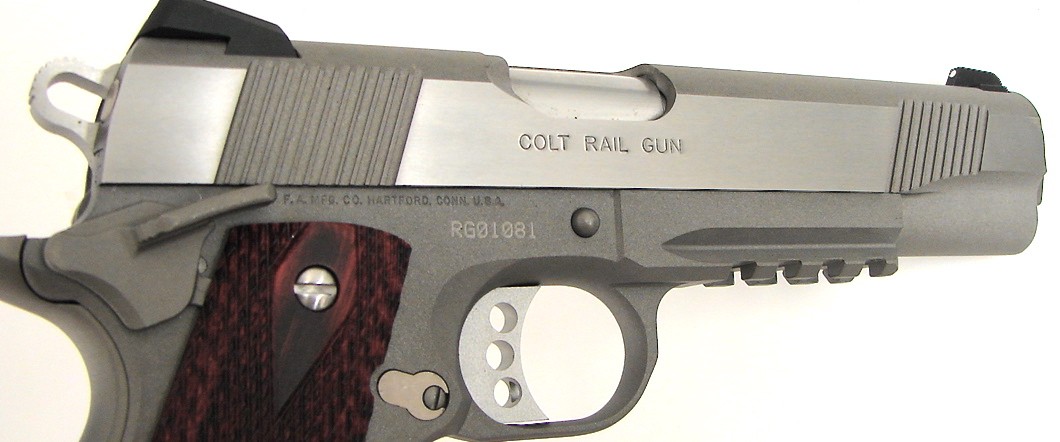 Colt Government .45 ACP caliber pistol. New model with light rail frame ...