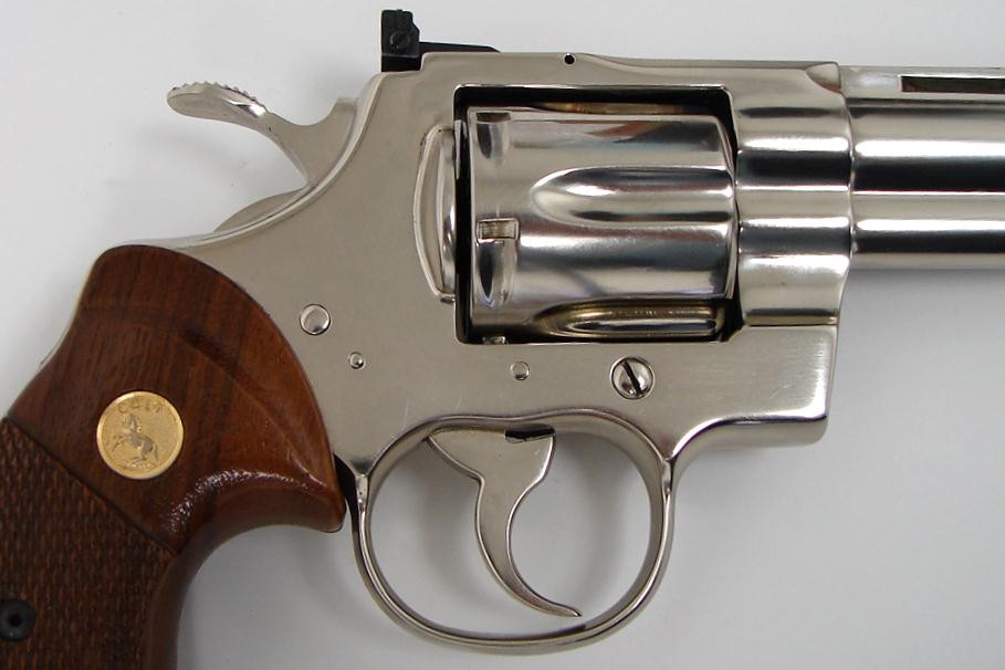 Colt Python .357 Mag. caliber revolver. 8" bright nickel model in ...