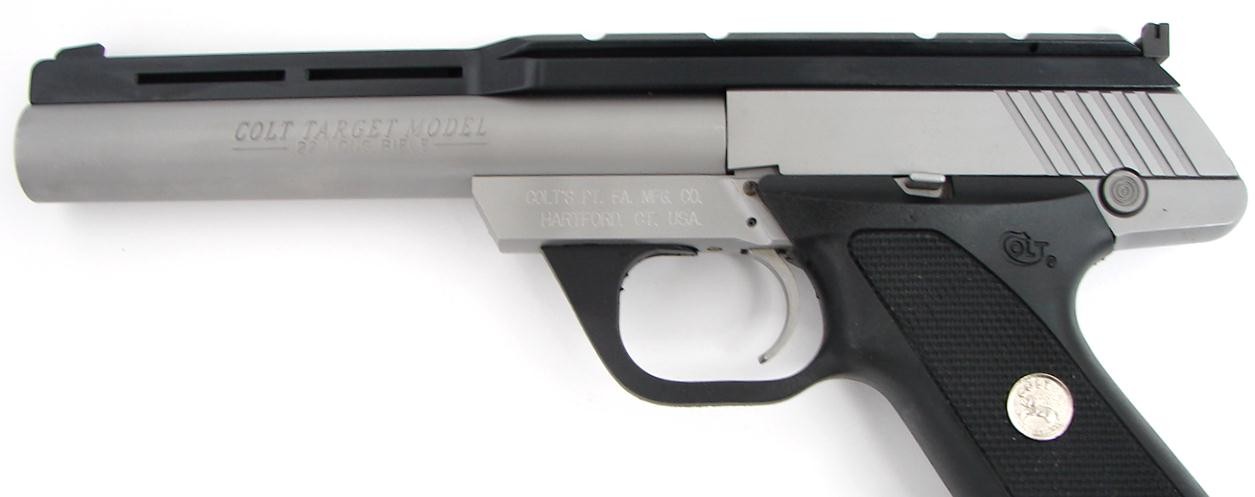 Colt Target Model .22 LR caliber pistol. Stainless target model in very ...
