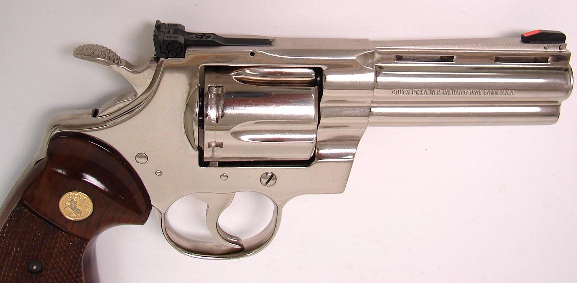 Colt Python .357 Mag. caliber revolver. 4" nickel model in excellent ...