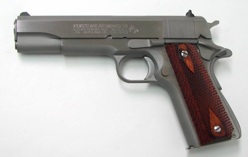 Colt Government .45 ACP caliber pistol. Stainless steel Series 70 ...