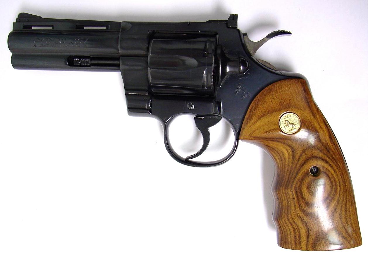 Colt Python .357 Magnum caliber revolver. 4" blue model, 1970's vintage ...