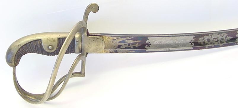 German Dragoon Officer sword with blued and etched panels on blade ...
