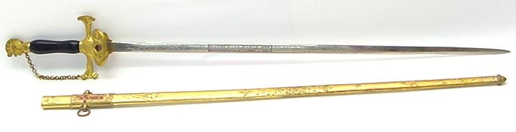 Knights Templar sword marked "Beauseant Commandery K.T." inscribed with ...