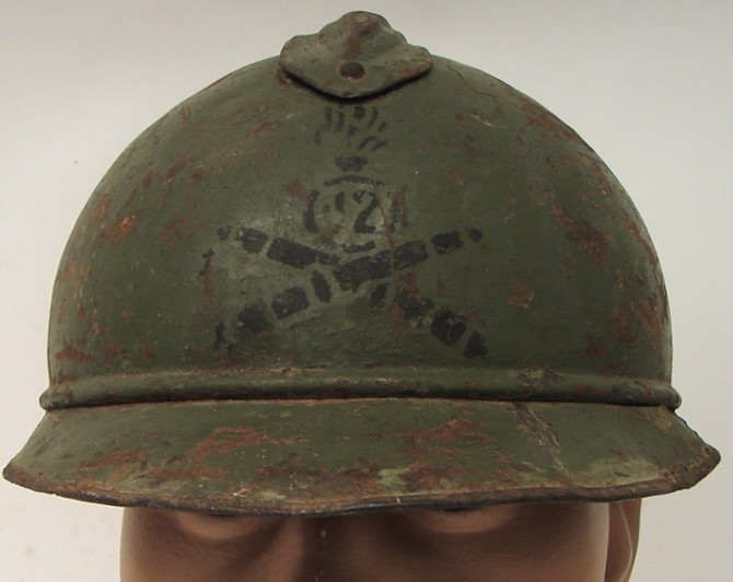 French Model 1915 Adrian Helmet. Artillery emblem on front. Poor ...