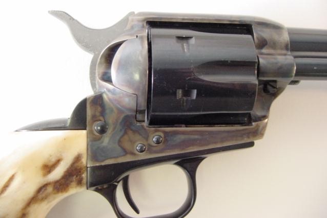Colt Single Action 45 caliber revolver. Early 3rd Generation with stag ...