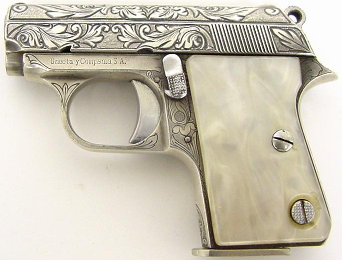 Astra 2000 Cub .25 caliber pistol deep relief engraved and silver ...
