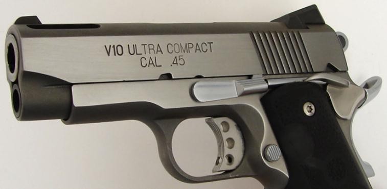 Springfield V10 Ultra Compact .45 ACP caliber pistol. Stainless model ...