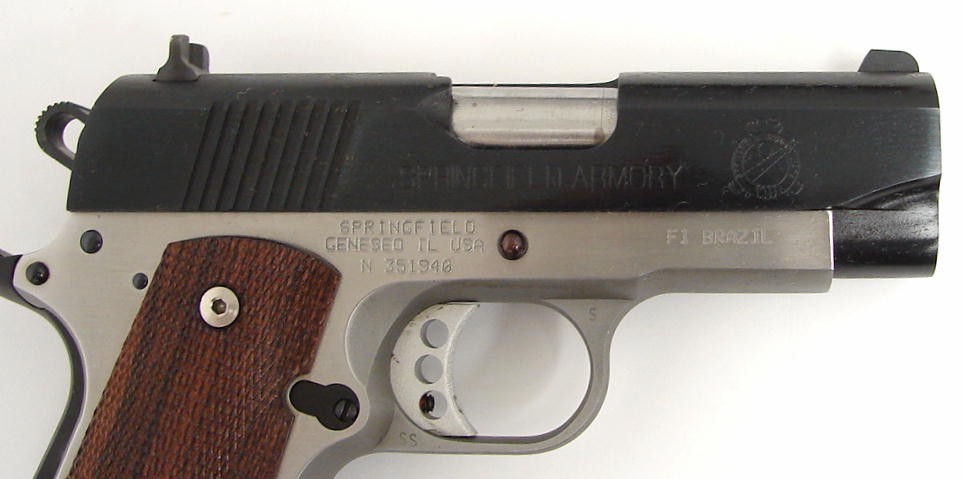 Springfield Ultra Compact .45 ACP caliber pistol. Two-tone model in ...