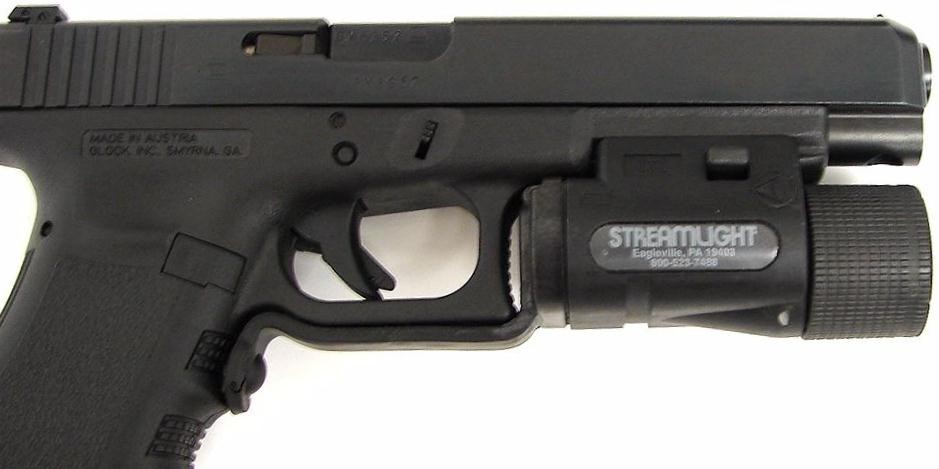 Glock 35 .40 S&W caliber pistol. Tactical model with M3X light with ...