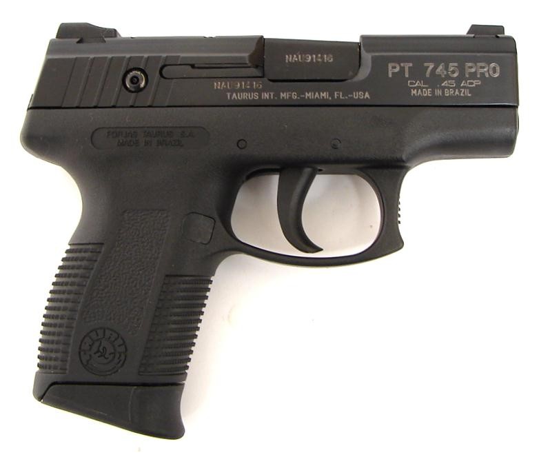 Taurus PT 745 Pro .45 ACP caliber pistol. Compact model in black. New ...