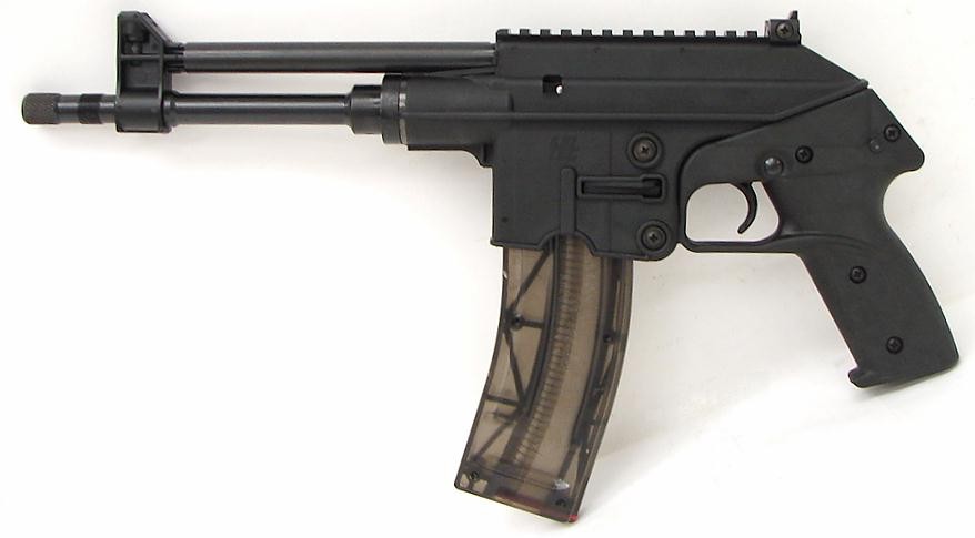 Kel-Tec PLR-22 .22LR caliber pistol. Has a threaded barrel and Hi ...