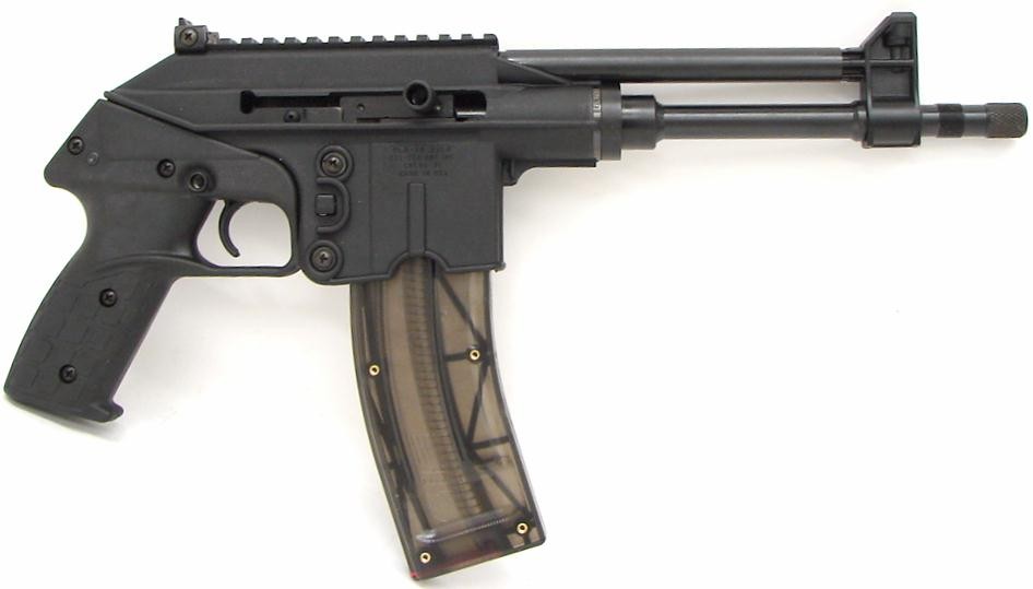 Kel-Tec PLR-22 .22LR caliber pistol. Has a threaded barrel and Hi ...