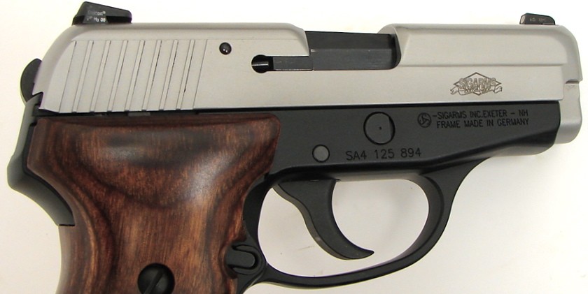 Sig Sauer P239 SAS 40 S&W caliber pistol. Duo-tone sub-compact model ...