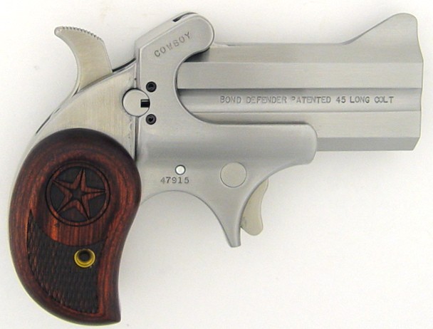 Bond Arms Defender Cowboy .45 LC caliber derringer. Stainless steel ...