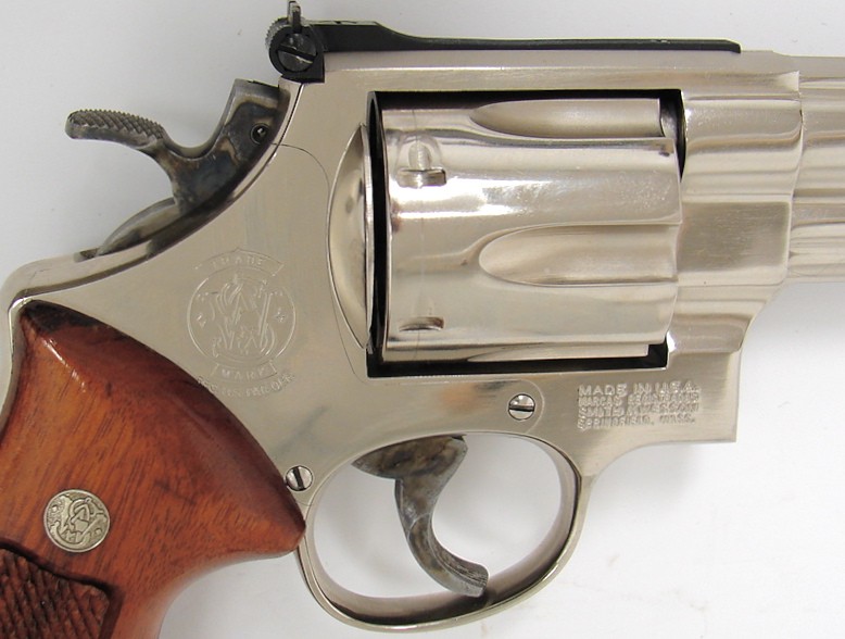 Smith & Wesson 29-3 .44 Mag caliber revolver. 1980s vintage 6" nickel plated model in excellent ...